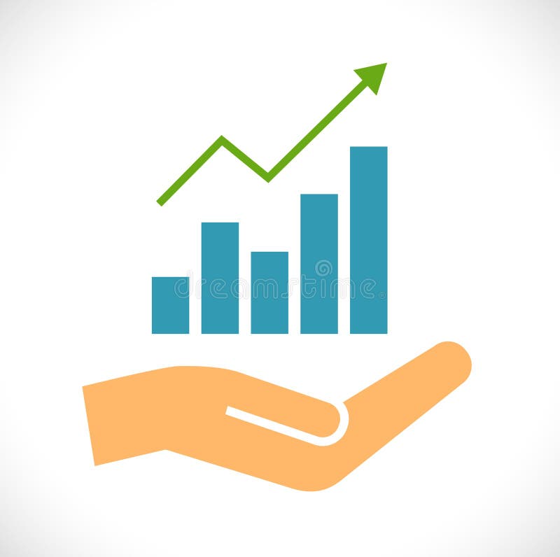 Hand with chart stock vector. Illustration of achievement - 210013842