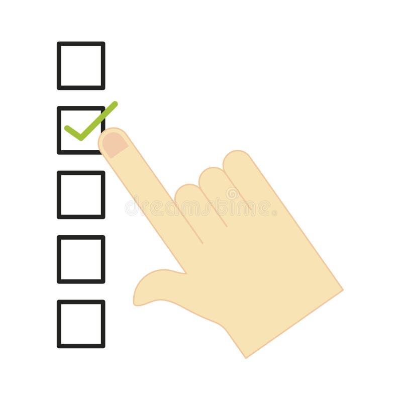 Hand Check Box Mark. Business Concept. Exam Checklist Icon. Vector ...