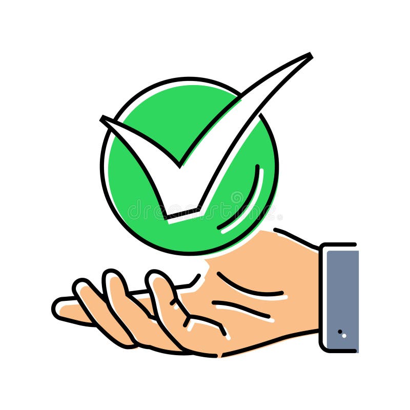 Hand Check Mark Color Icon Vector Illustration Stock Illustration ...
