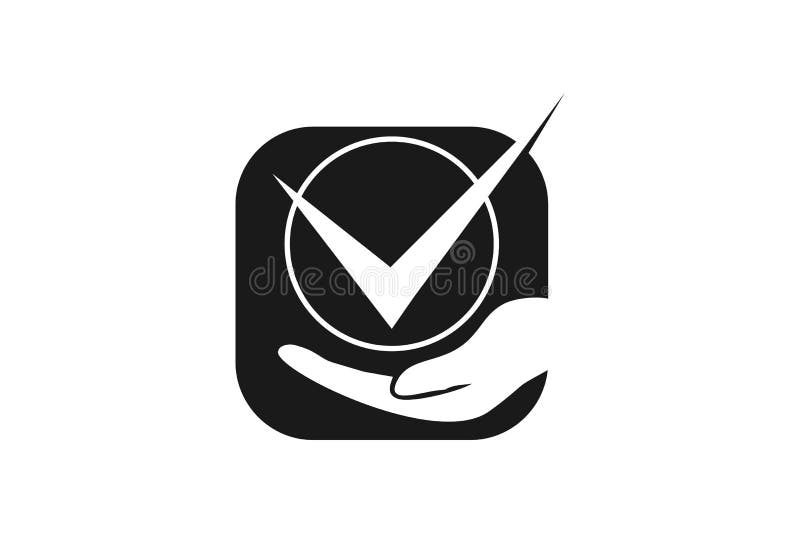 Hand and Check Mark Logo Designs Inspiration Isolated on White ...