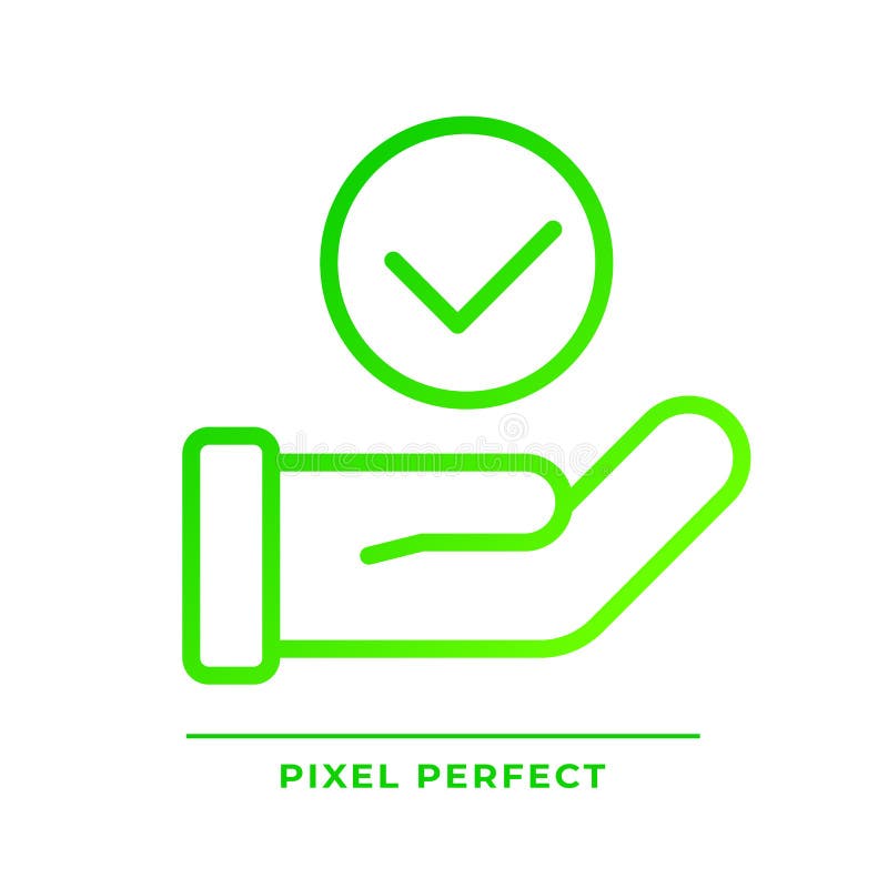 Hand with Check Mark Pixel Perfect Gradient Linear Vector Icon Stock ...