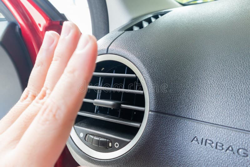 Hand Checking Air Conditioner System Inside the Car Stock Photo - Image ...