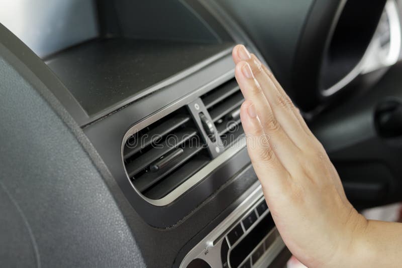 Hand Checking Air Conditioner System Inside the Car Stock Image - Image ...