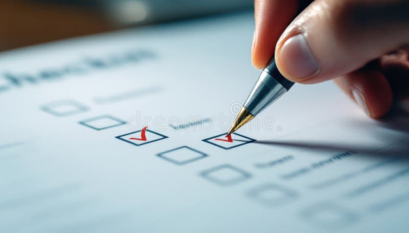 Hand Checking Items on a Checklist Form Stock Photo - Image of ...