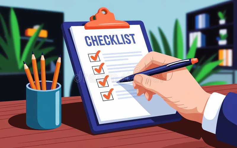 Colorful Checklist Icon with Green Checkmarks Stock Illustration ...