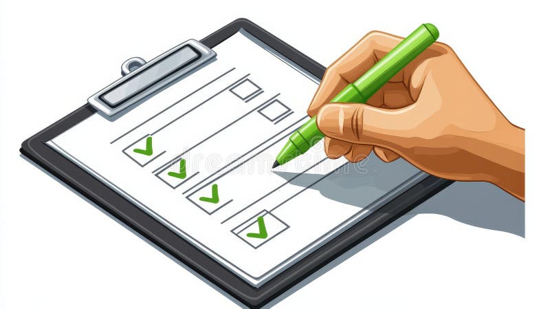 A Hand Checking Off Items on a Checklist with a Green Pen on a ...