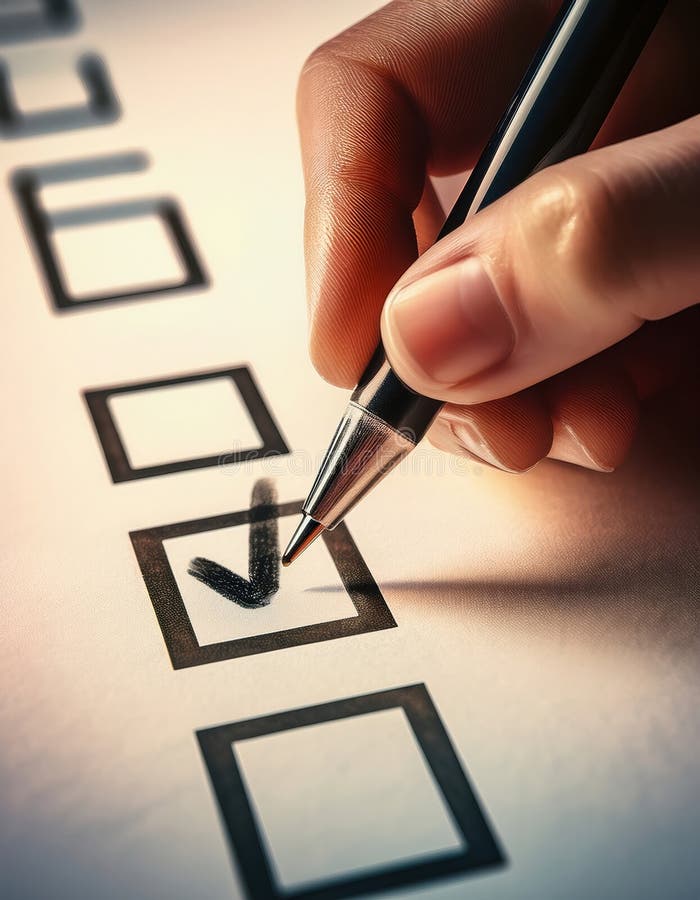 Hand Checking Off Items on a List with a Pen in a Cozy Workspace Stock ...