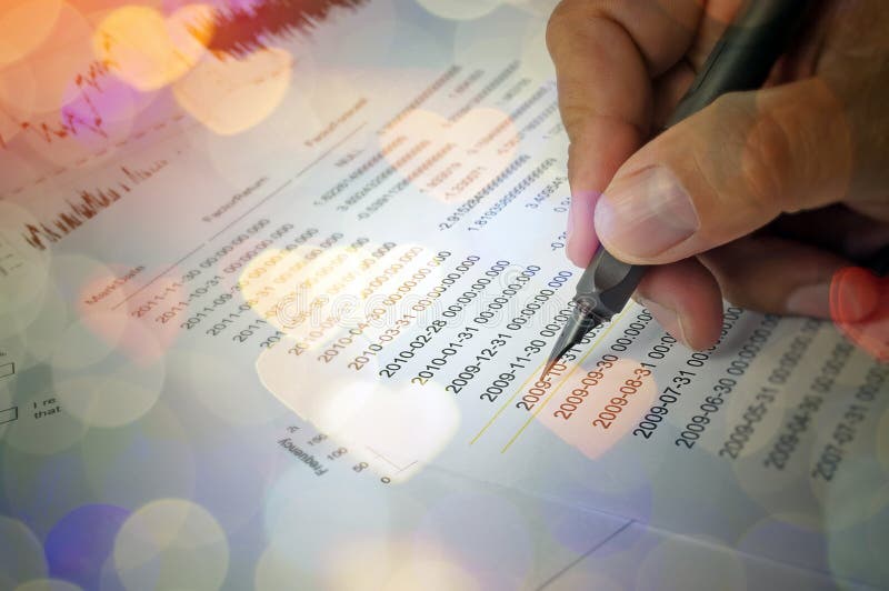 Hand Checking the Value from the Paper and Graph and Number Stock Photo ...