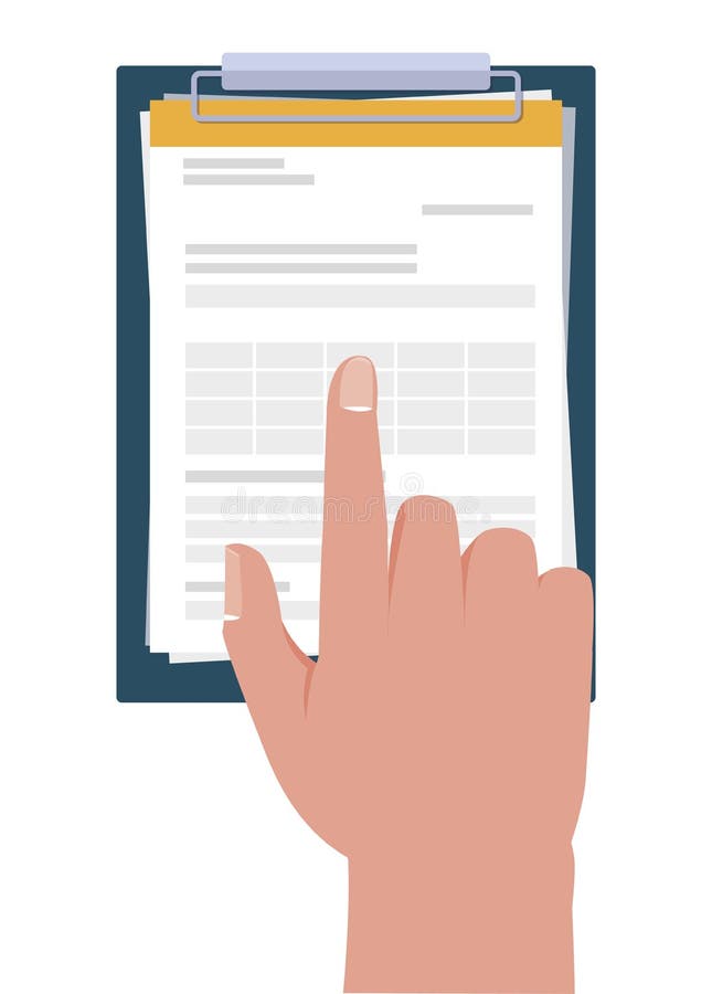 Hand with Checklist Clipboard Stock Vector - Illustration of exam ...