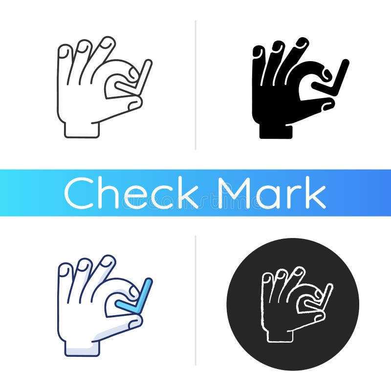 Hand with checkmark icon stock vector. Illustration of finger - 193230143