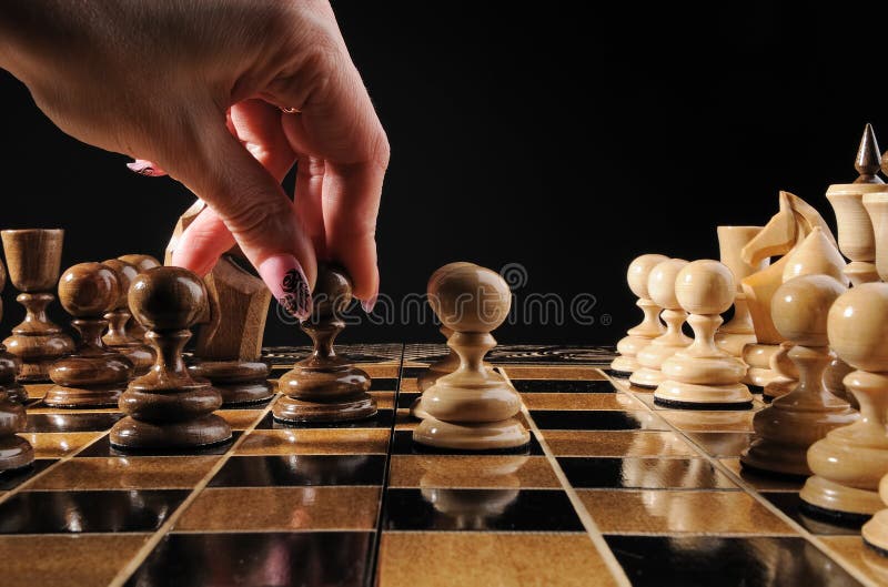 Chess Move Hand Business Strategy Stock Image - Image of holding ...