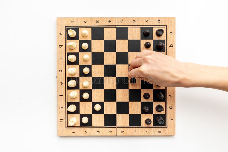 Hand with Chess Pieces - Battle on Chessboard. Competition Business ...