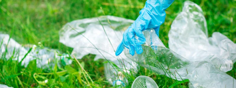 Hand of Child Cleans the Park from Plastic Debris Stock Image - Image ...