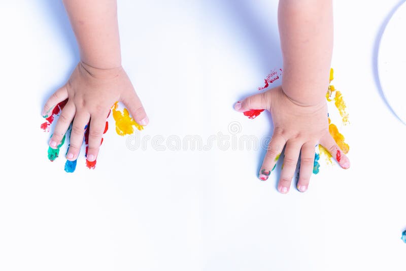 Hand of Child Kid Education Paint Color Stock Image - Image of carefree ...