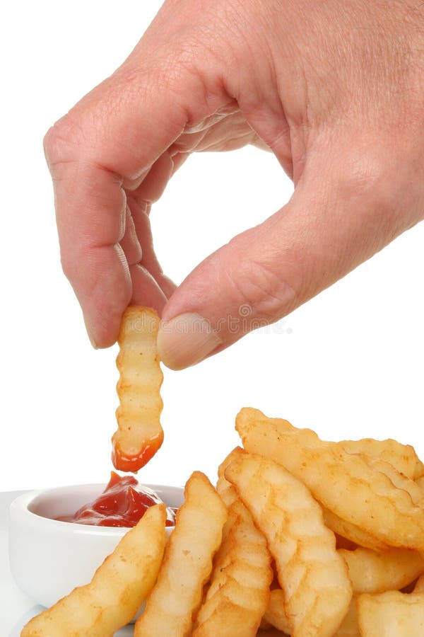 Hand and chips stock photo. Image of hand, closeup, ketchup - 20941808