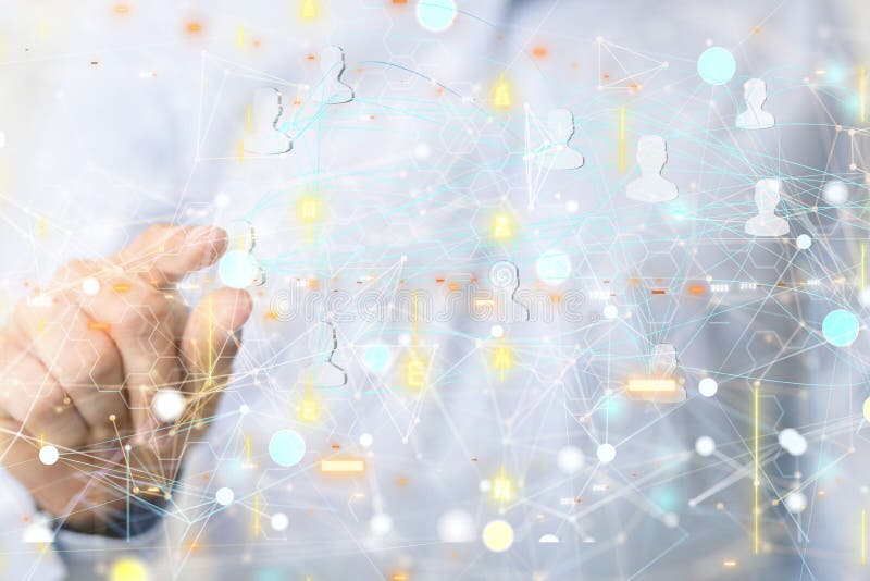 Hand Choosing from the Network with White Profile Icons - World ...