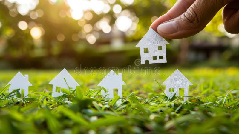 The Hand Choosing Paper House.AI Generated Image Stock Photo - Image of ...