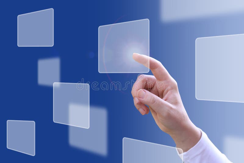 Hand Choosing and Pressing Virtual Windows on the Virtual Screen. Place ...