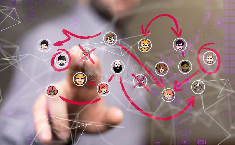 Hand Choosing a Profile Icon from the Online Communication Network ...