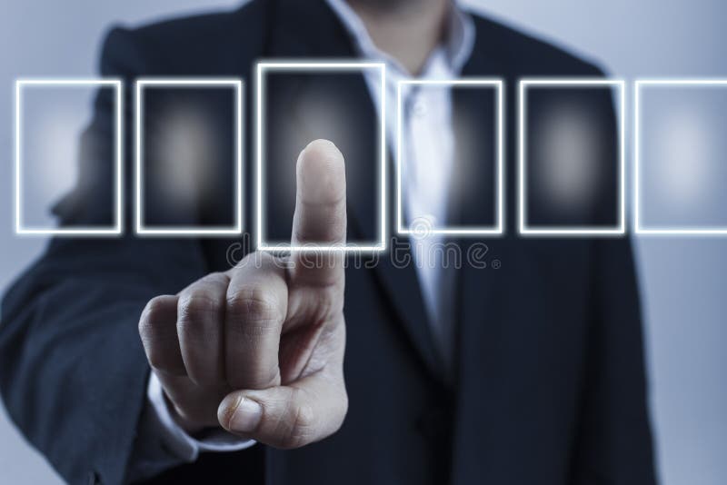 Hand Choosing on Virtual Screen Stock Illustration - Illustration of ...