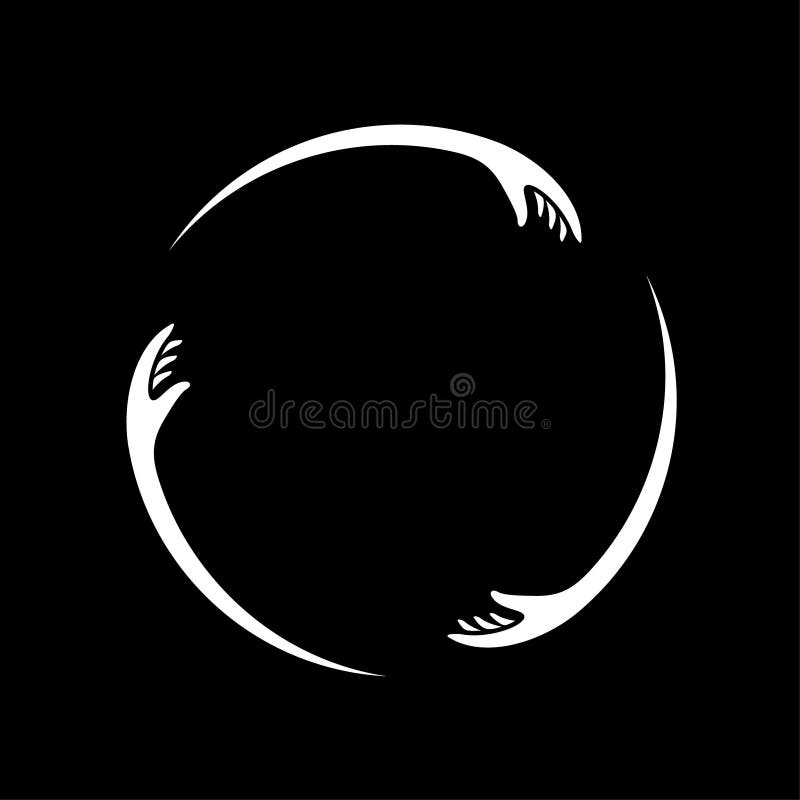 Hand Circle Vector Black and White Icon Abstract Stock Vector ...