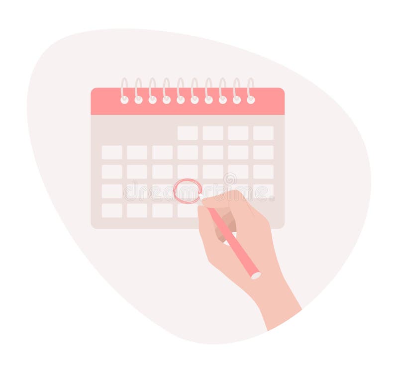 Hand Circling Date with Red Pen on Calendar, Vector Illustration Stock ...