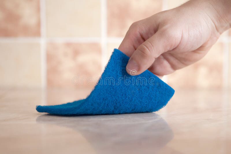 Hand Cleaning Desk with Yellow Cloth at Home Stock Image - Image of ...