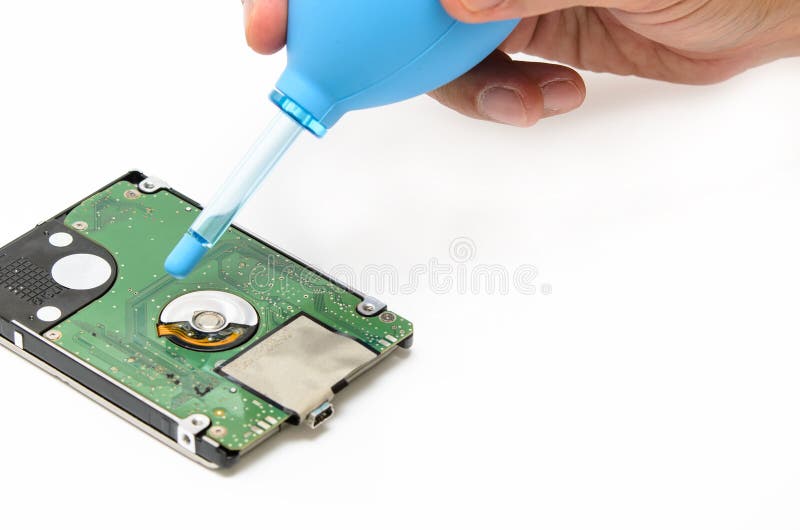 Cleaning Hard Drive of Personal Computer with Vacuum Cleaner Stock ...