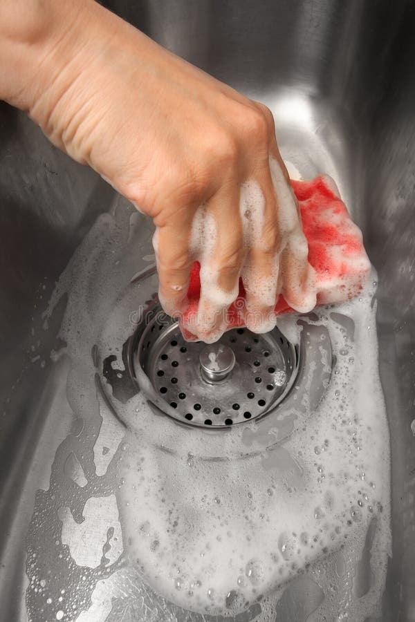 Hand Cleaning Sink in the Kitchen Stock Image - Image of home, vertical ...