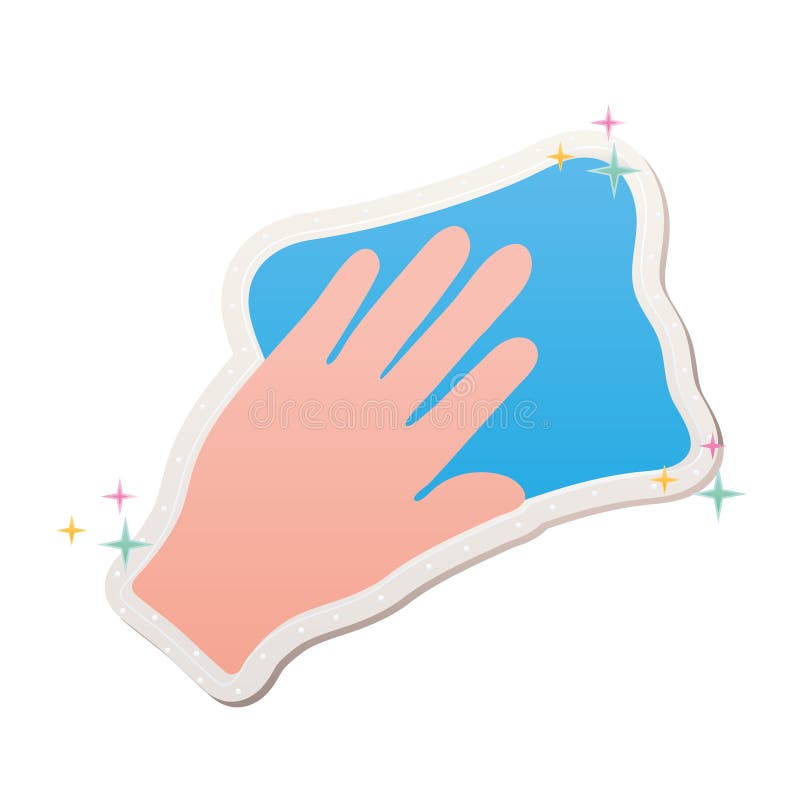 Hand Cleaning Stickers with Dishcloth Stock Vector - Illustration of ...