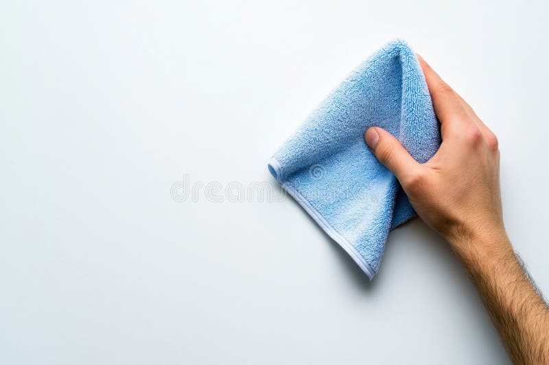 Hand Cleaning Surface with Blue Cloth Stock Illustration - Illustration ...