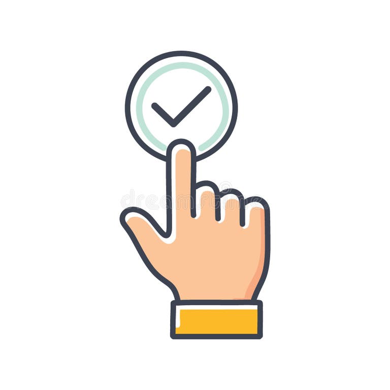 Hand Click Checkmark. Finger Clicking on a Checkmark Button ...