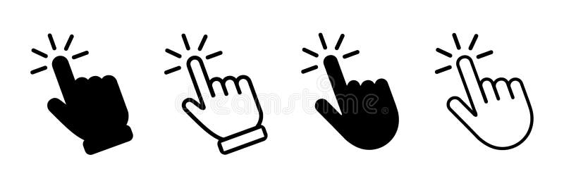 Hand Click Cursor Icons Set, Hand Vector Cursor Icon, Computer Mouse ...