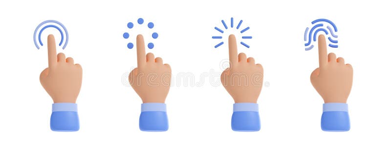 Hand Click 3d Icon, Computer Cursor Stock Illustration - Illustration of select, concept: 257225819