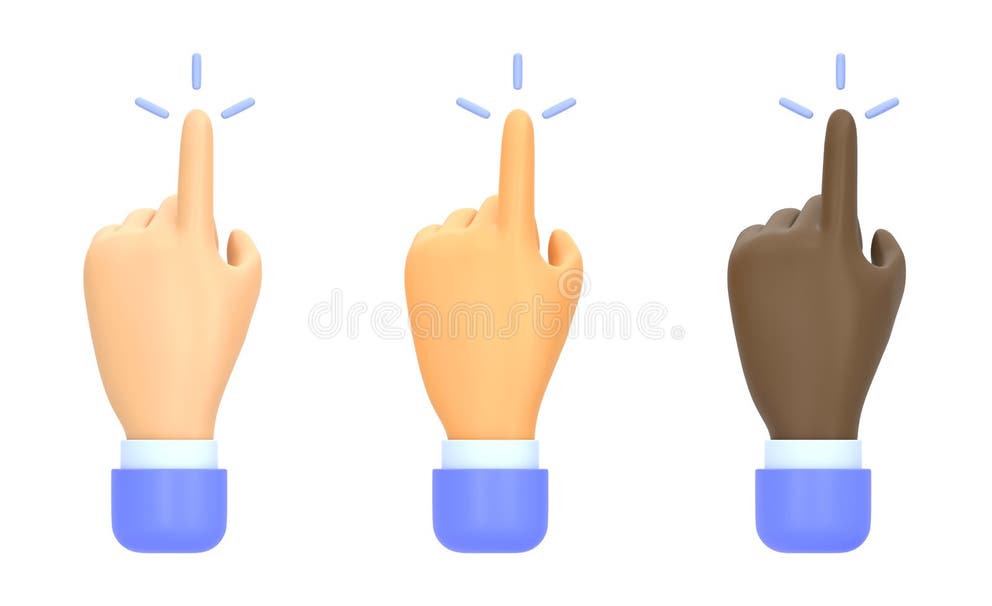 Hand Click Icon, Character Arm Taps Screen To Touch Fingerprint Scan, Computer Cursor with ...