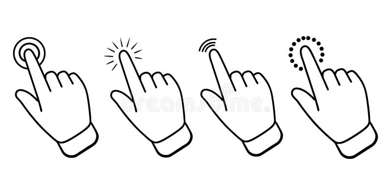 Hand Click Icon,Hand Cursor Icon Set. Click Icon Vector. Hand Click Pointer Stock Vector ...