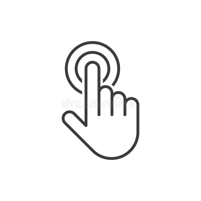 Click Hand Outline Icon. Linear Style Sign Stock Vector - Illustration ...