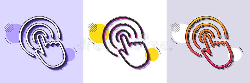 Hand Click Line Icon. Finger Touch Sign. Halftone Dotted Pattern ...