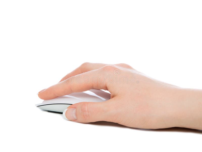 Hand Click on Modern Computer Mouse Stock Photo - Image of color ...