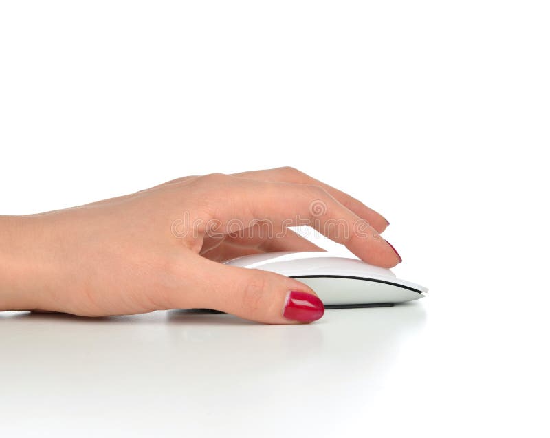 Hand Click on Modern Computer Mouse Stock Photo - Image of color ...