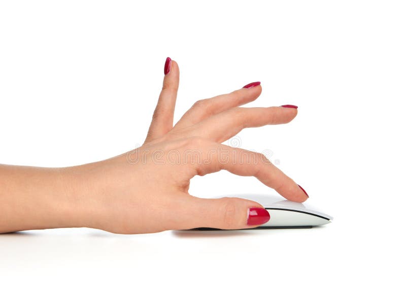 Hand Click on Modern Computer Mouse Stock Photo - Image of color ...