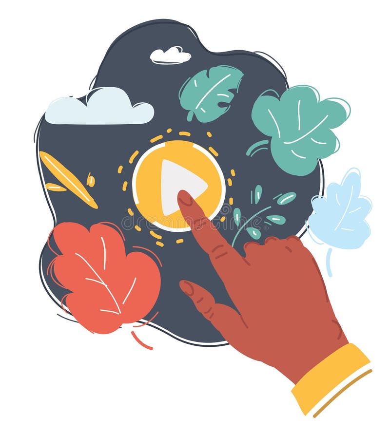 Hand Click Play Button for Play Media. Stock Vector - Illustration of ...