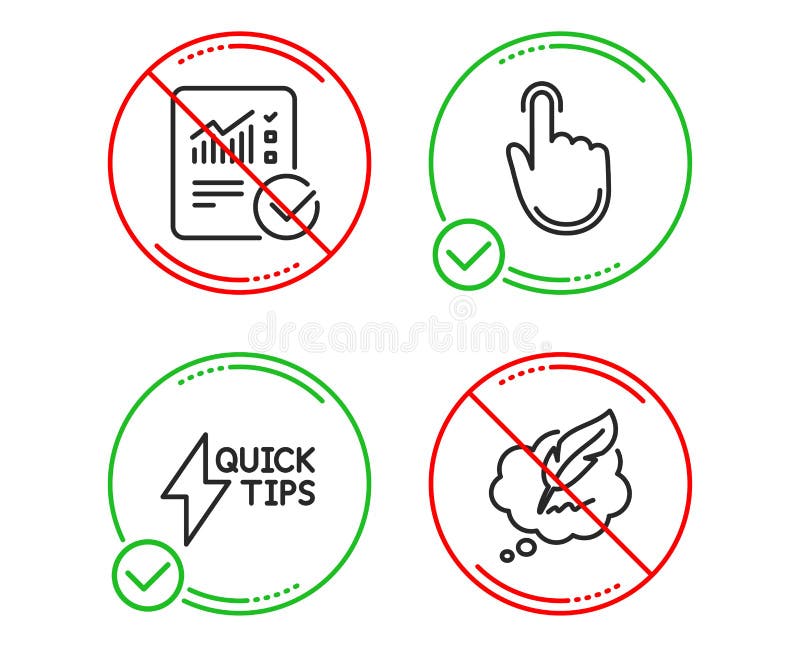 Hand Click, Quickstart Guide and Checked Calculation Icons Set ...