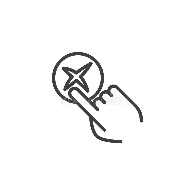 Hand Click Reject Mark Line Icon Stock Vector - Illustration of line ...