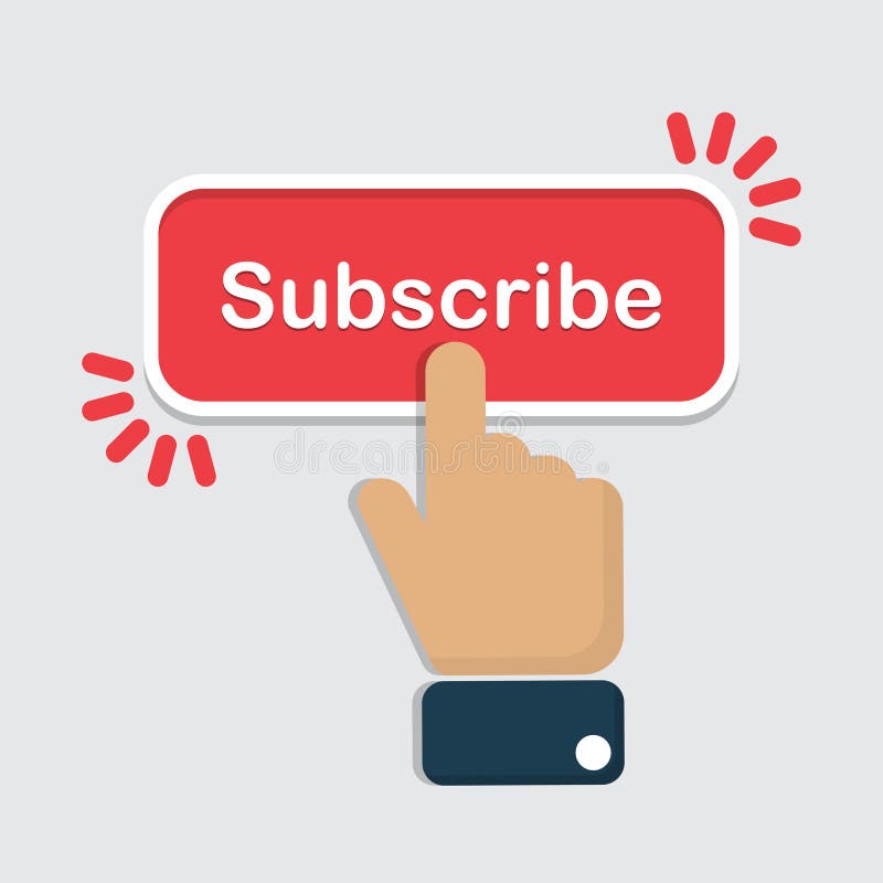 Hand on Subscribe Button. stock vector. Illustration of vector - 63328445