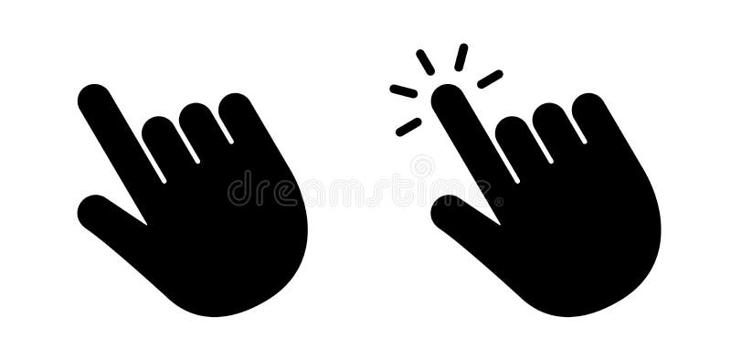 Hand Click Touch and Push Button Icon Stock Vector - Illustration of ...
