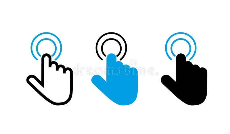 Hand Click Vector Icon. Clicking Pointer Stock Illustration ...