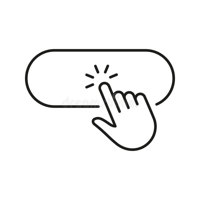 Hand Clicking Button Line Icon User Interaction Click Action And Digital Interface Navigation
