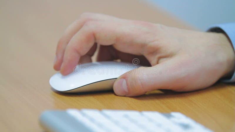 Close Up Man Hand Scrolling Wheel of Pc Mouse. Male Hand Lying on ...