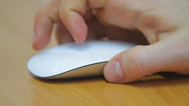 Close Up Man Hand Scrolling Wheel of Pc Mouse. Male Hand Lying on ...